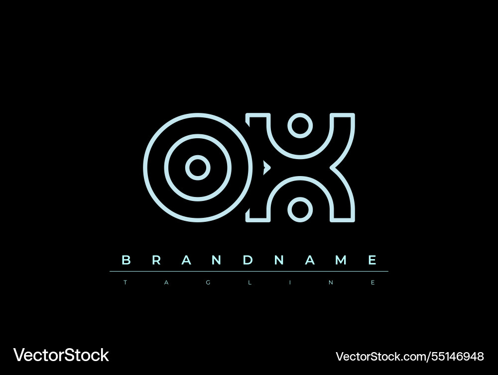 Ox technology letter logo template Royalty Free Vector Image