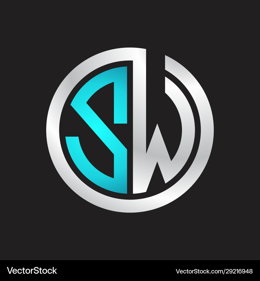Sw initial logo linked circle monogram Royalty Free Vector