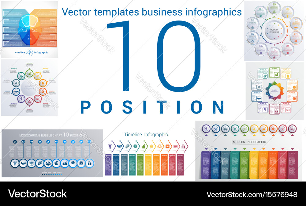 Templates business infographics 10 positions Vector Image