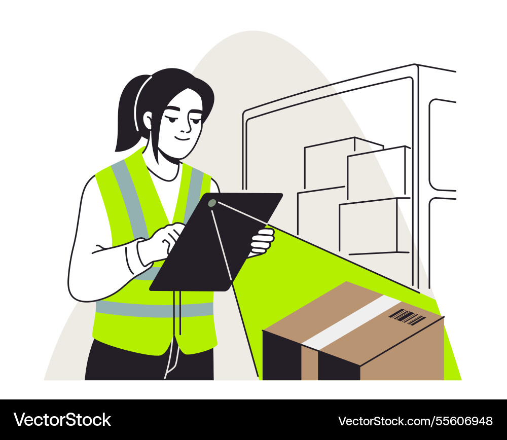 Warehouse worker scanning package Royalty Free Vector Image