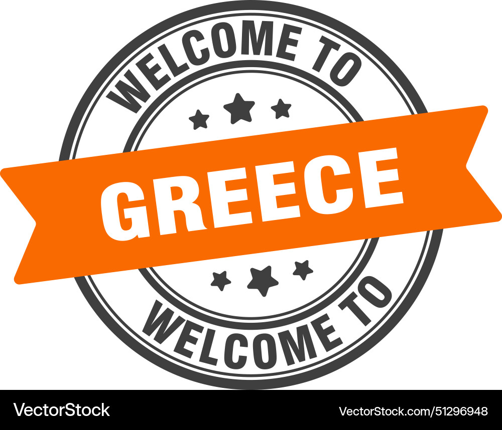 Welcome to greece stamp round sign Royalty Free Vector Image
