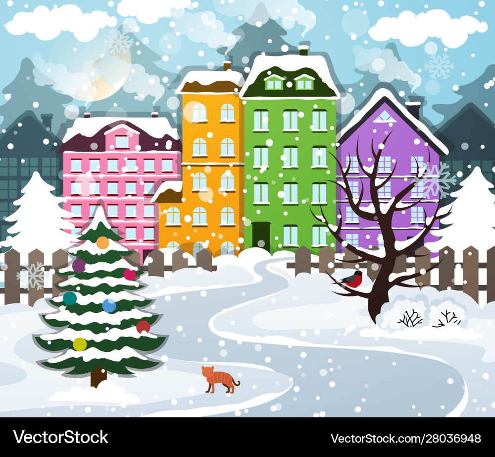 Winter town Royalty Free Vector Image - VectorStock