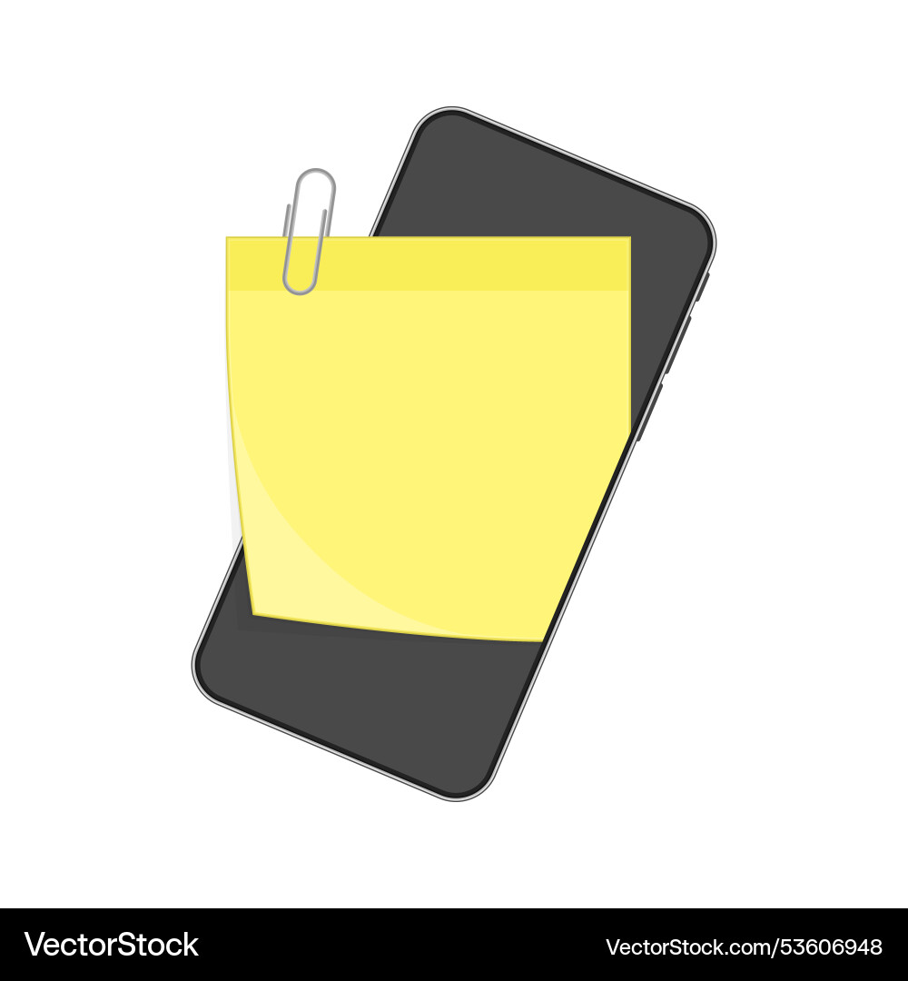 Yellow memo reminder papers on smartphone screen Vector Image