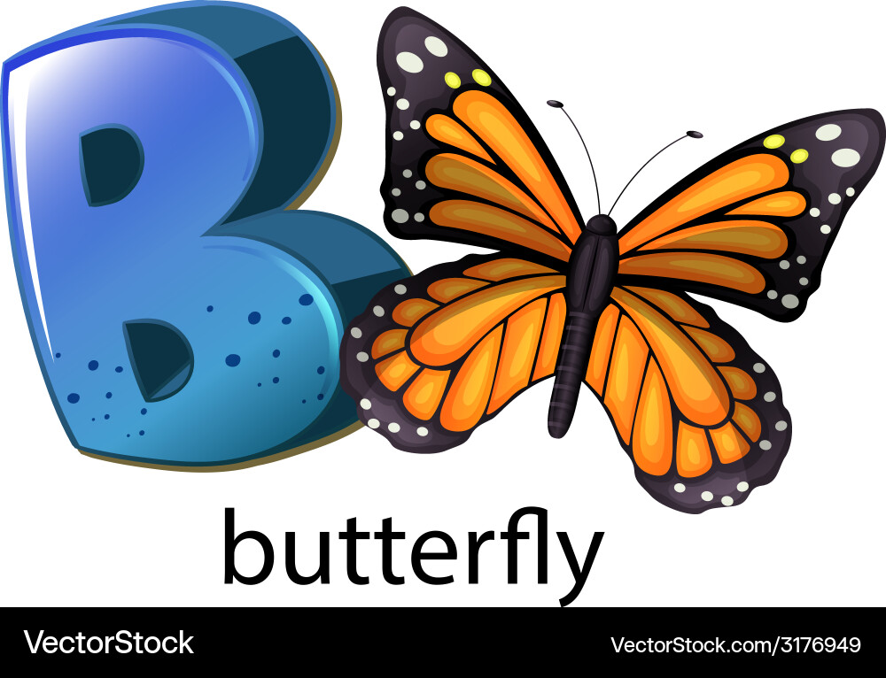 A letter b for butterfly Royalty Free Vector Image