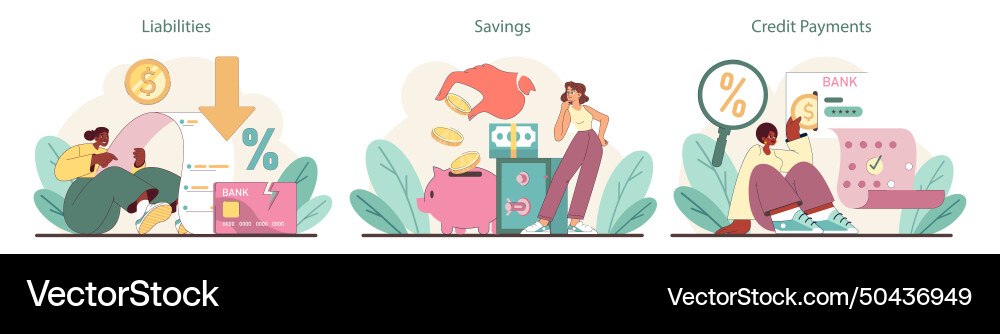 Financial responsibility set understanding Vector Image