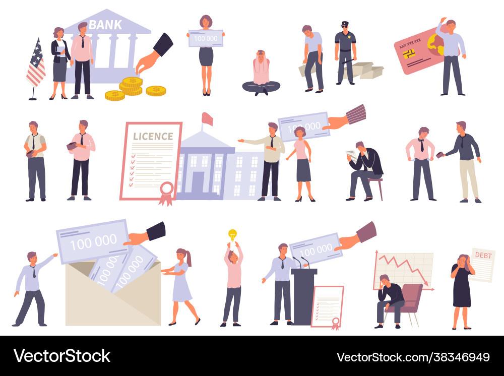 Government support set Royalty Free Vector Image