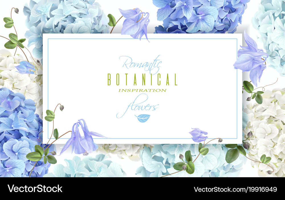 Hydrangea horizontal banner blue Royalty Free Vector Image