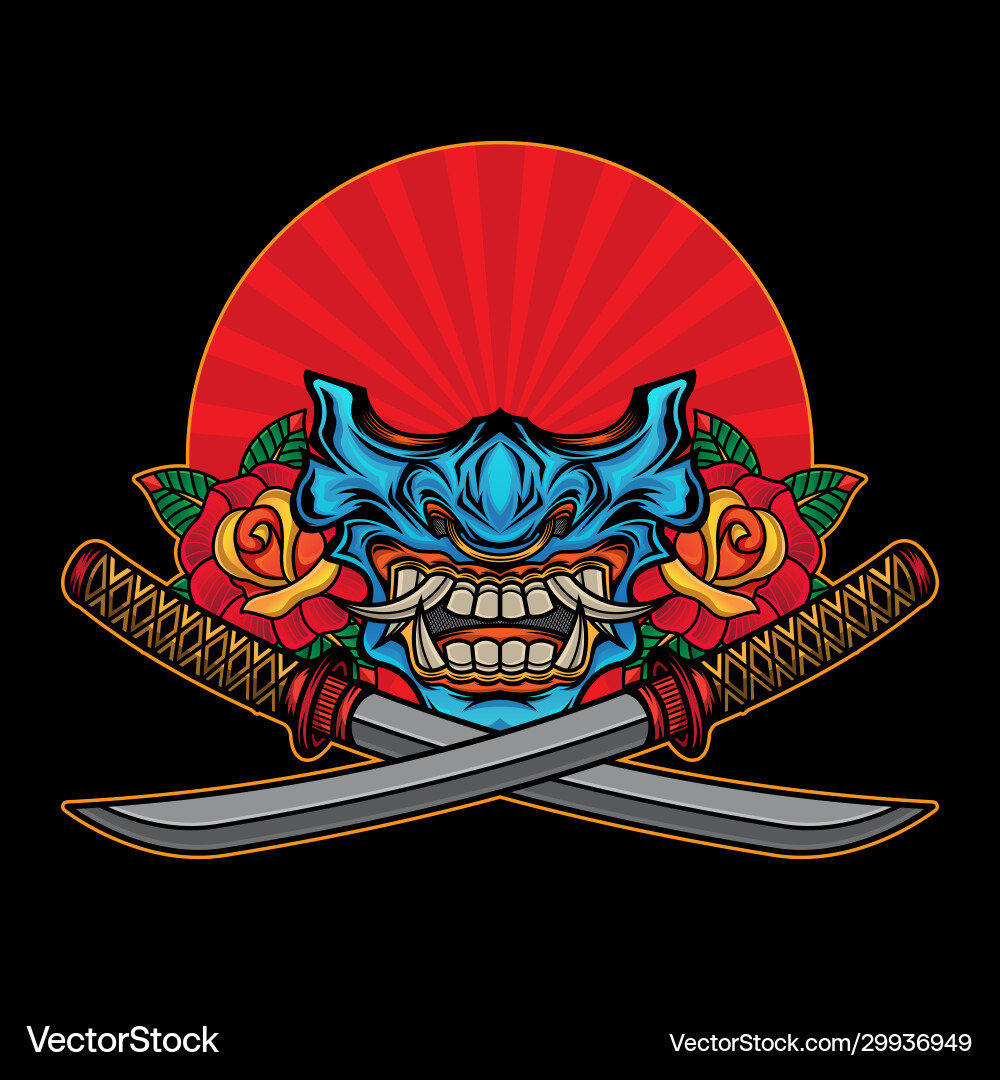 Japanese samurai mask Royalty Free Vector Image