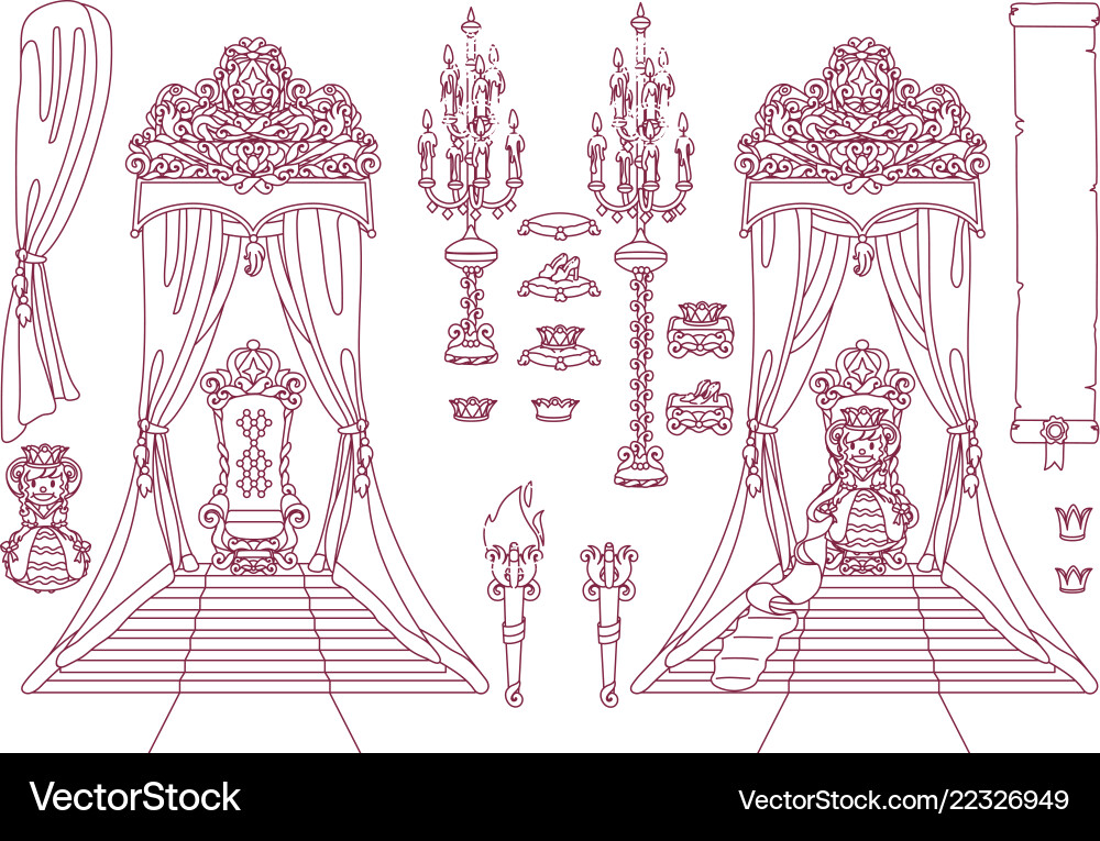 Royal chair queen throne Royalty Free Vector Image