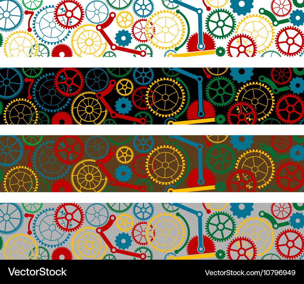 Set of color gear borders Royalty Free Vector Image