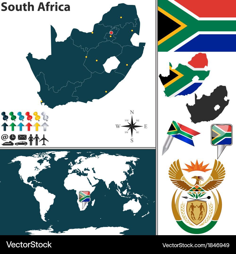 South africa map world Royalty Free Vector Image