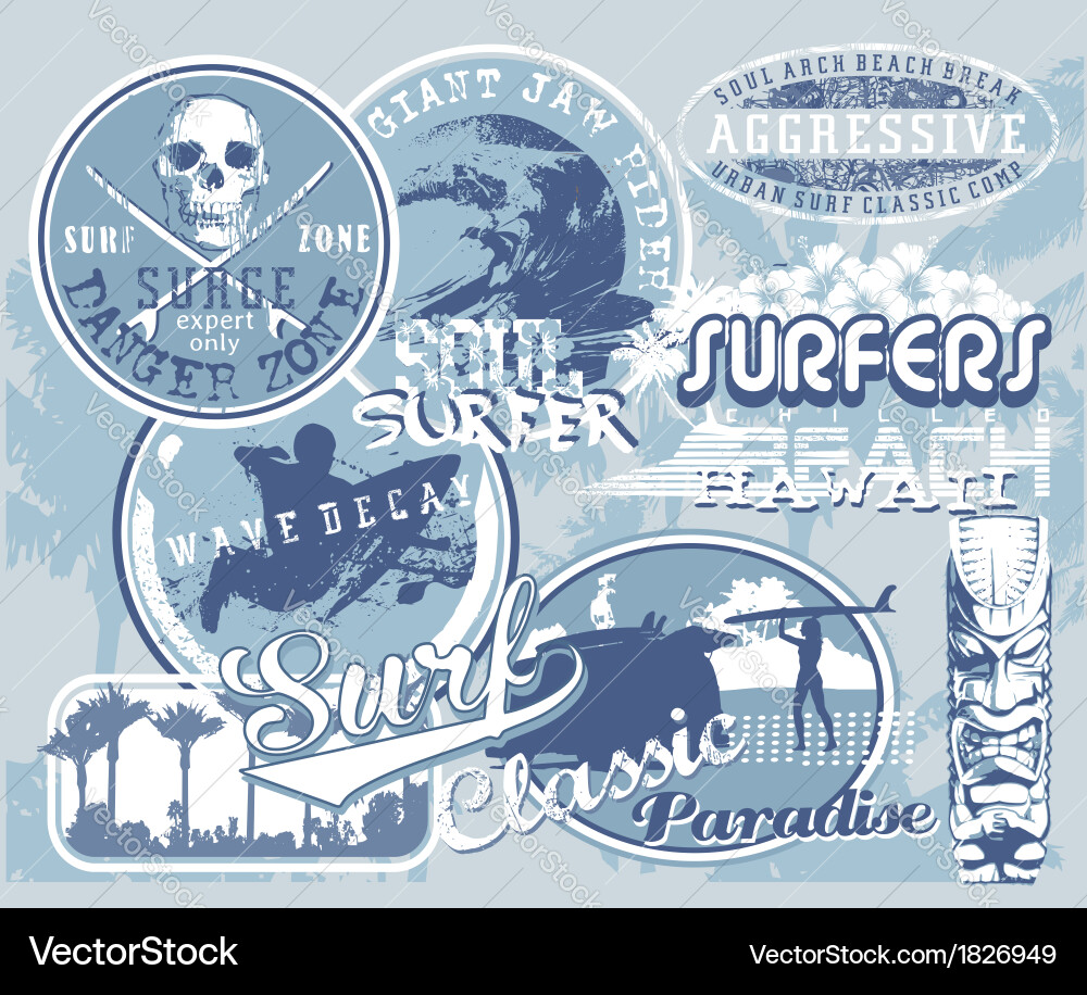 Tropical Surf Wave Royalty Free Vector Image - VectorStock