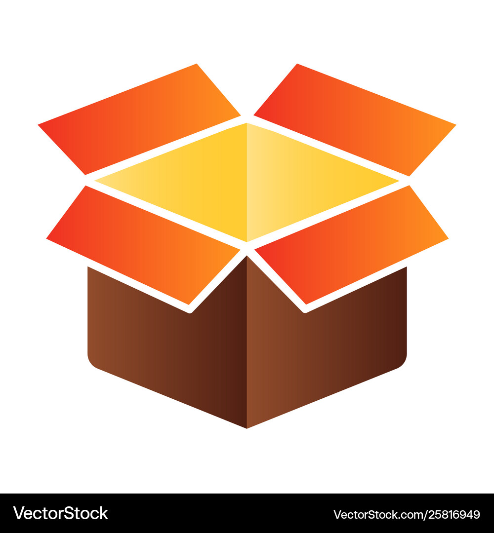 Unboxing Flat Box Icon - Trendy Style Royalty Free Vector