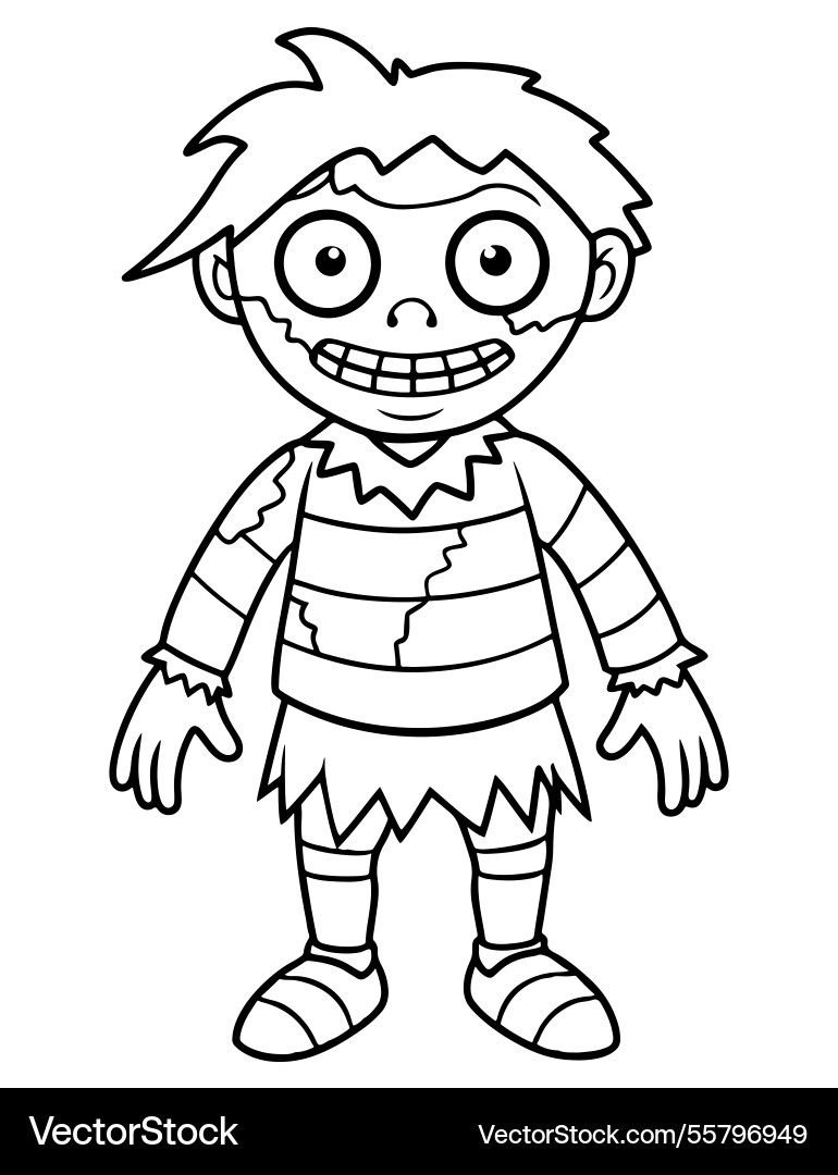 Zombie apocalypse coloring page for kids Vector Image