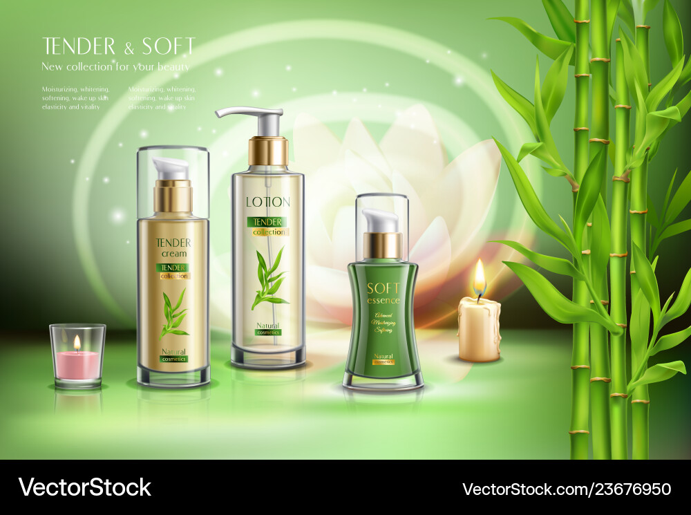 Cosmetics advertising composition Royalty Free Vector Image