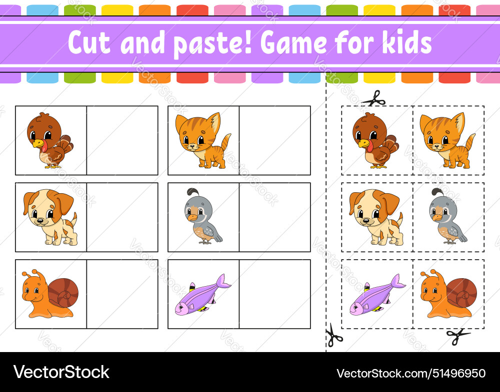 Cut and paste game for kids educational activity Vector Image