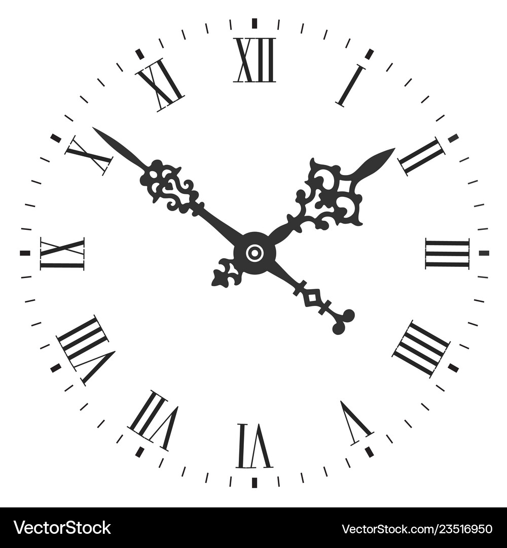 Elegant Roman Clock Face Royalty Free Vector Image