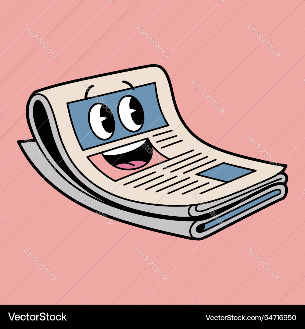 Happy cartoon newspaper Royalty Free Vector Image