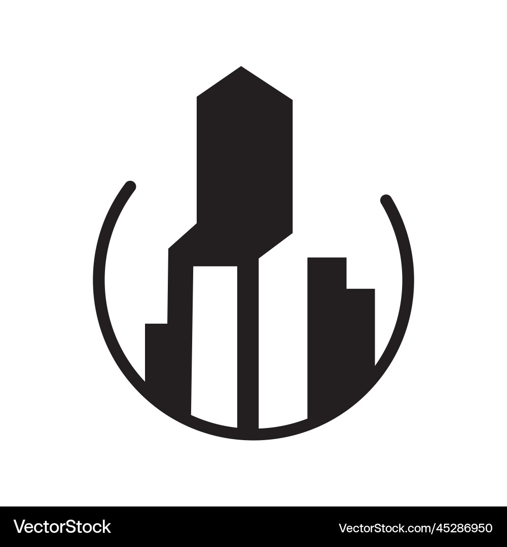 High building icon logo Royalty Free Vector Image