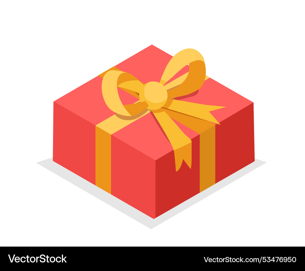 Isometric gift box red closed giftbox with yellow Vector Image