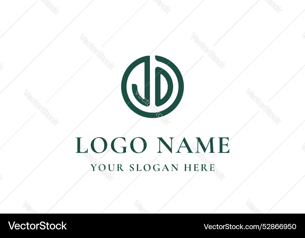 Logo letter j and d with circle initial Royalty Free Vector