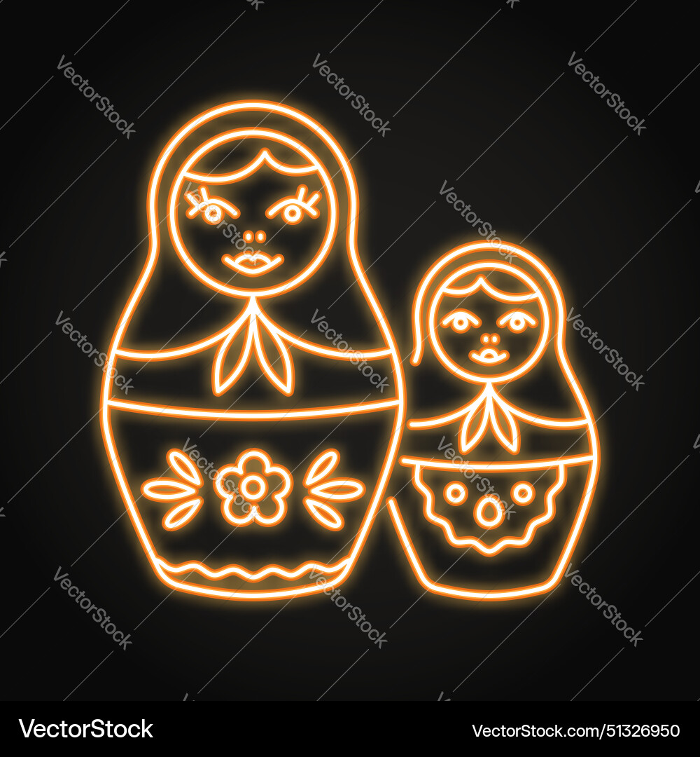 Matryoshka nesting doll neon icon Royalty Free Vector Image