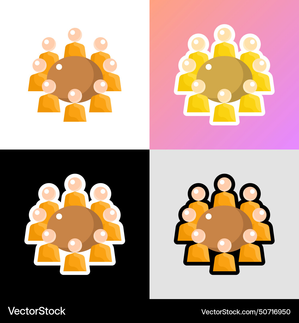 Meeting flat icon people sitting around table Vector Image