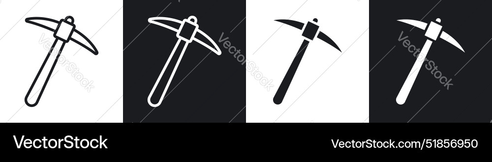 Pickaxe icon set in black and white filld Vector Image