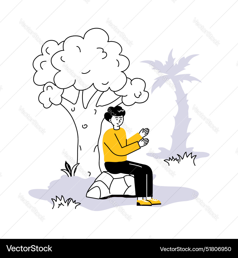 Sitting under tree Royalty Free Vector Image - VectorStock