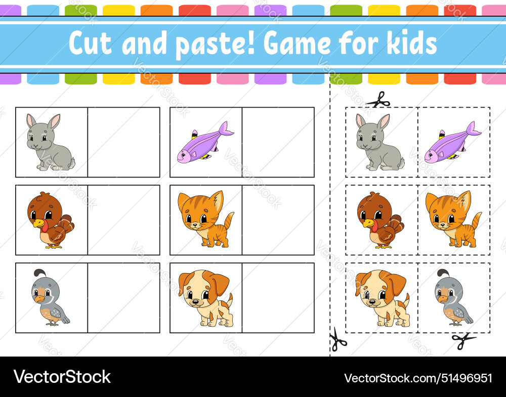 Cut and paste game for kids educational activity Vector Image