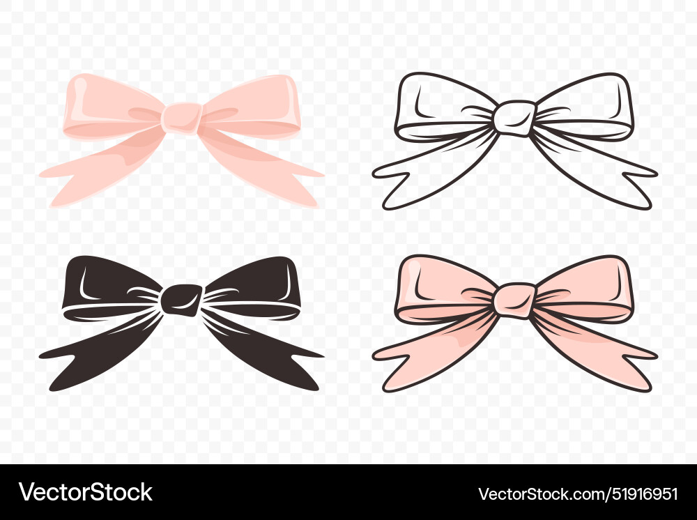 Cute flat cartoon bow gift design Royalty Free Vector Image