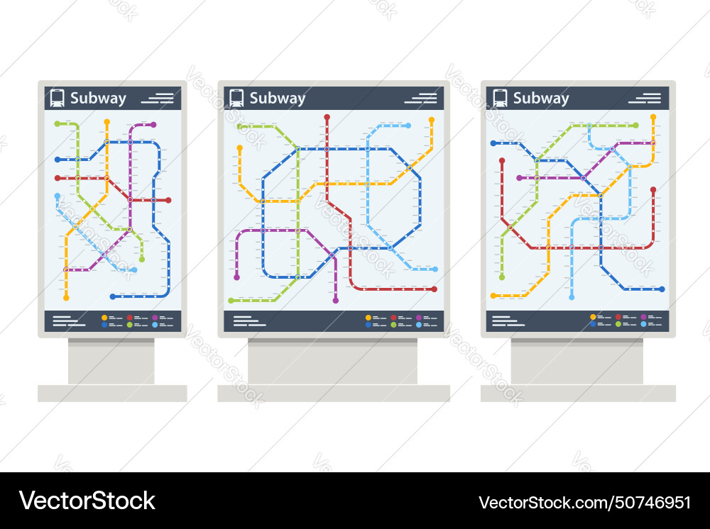 Flat metro or subway map isolated on white Vector Image