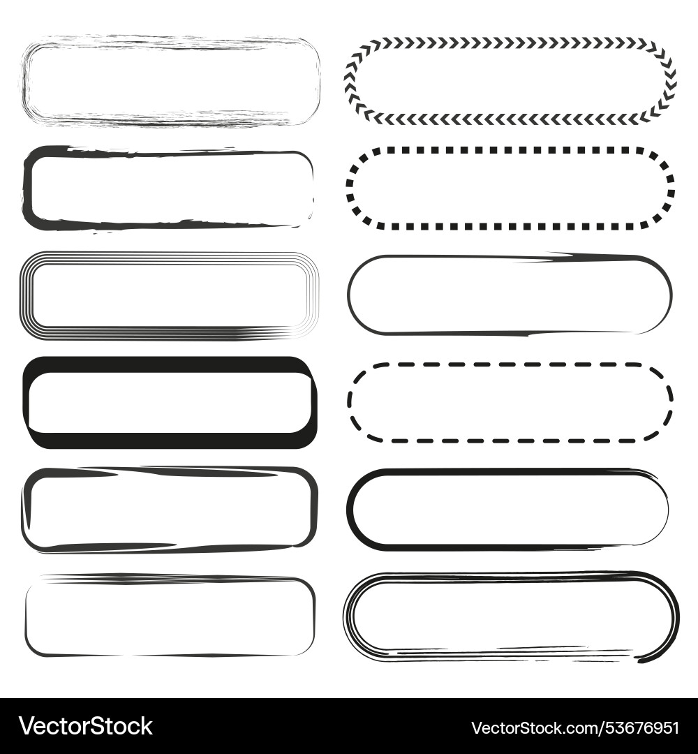 Hand drawn rectangle icons doodle border shapes Vector Image