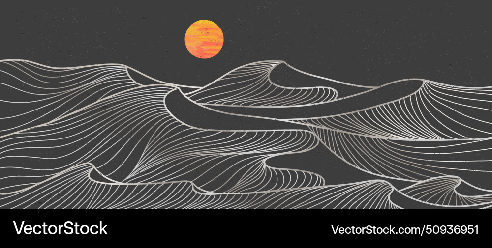 Mountain desert line art print abstract Royalty Free Vector