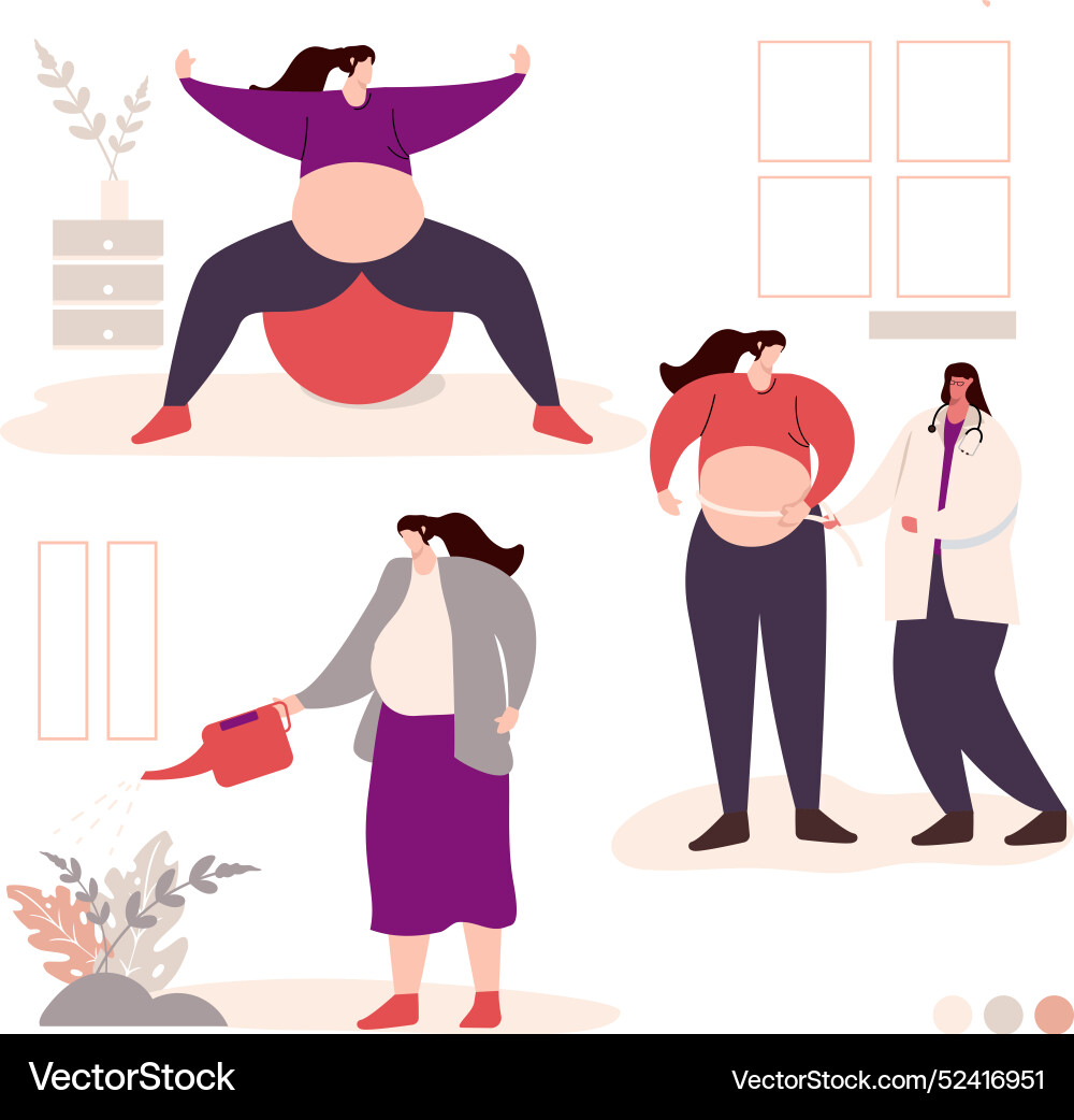 Pregnancy and maternity scenes Royalty Free Vector Image