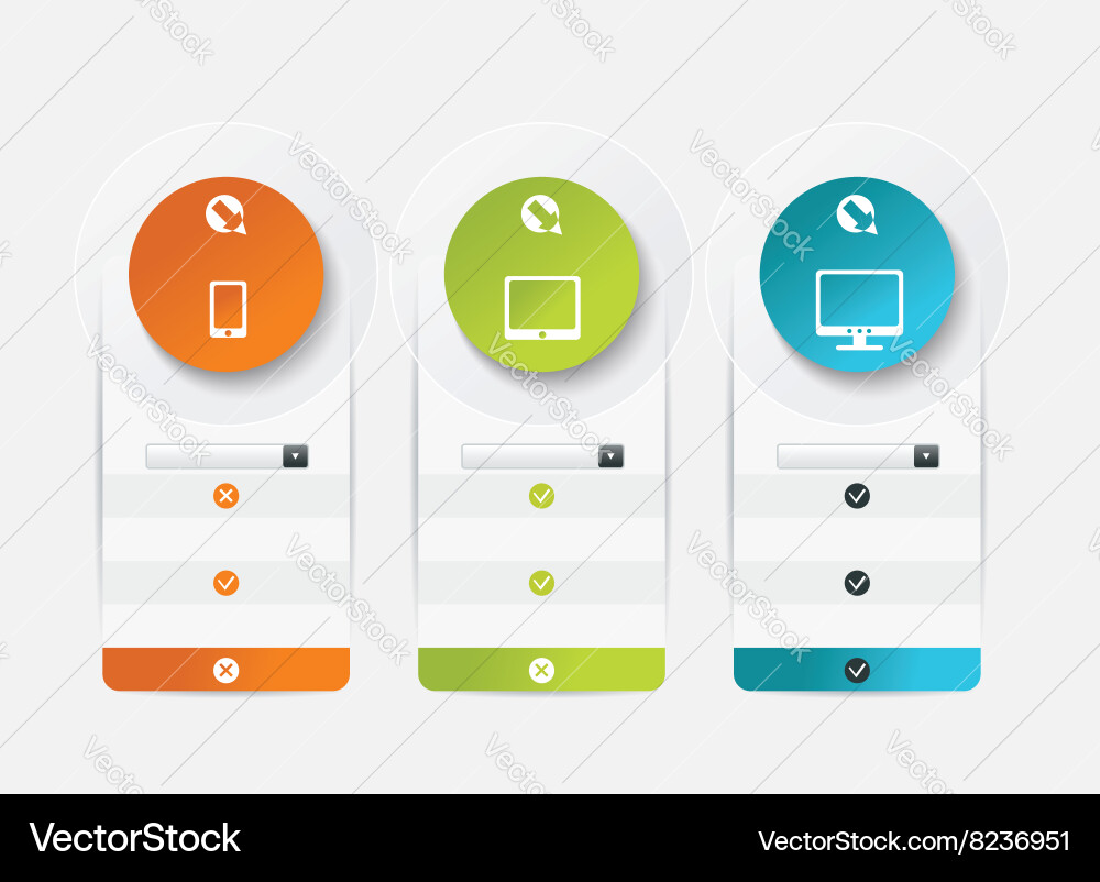 Price list widget with 3 payment plan Royalty Free Vector