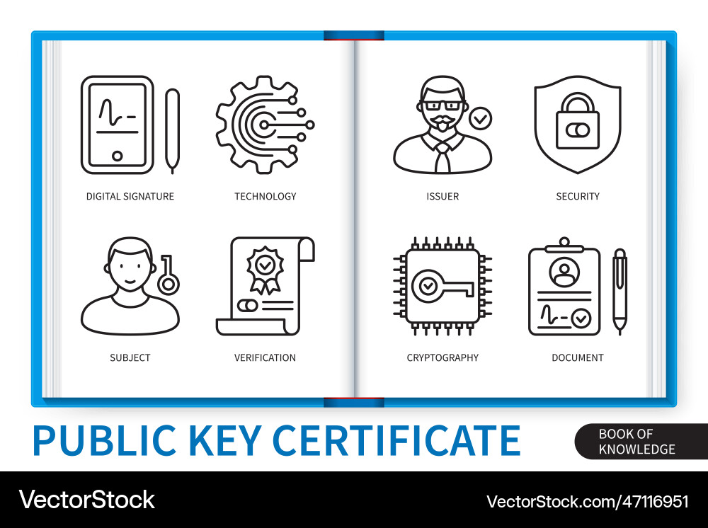 Public Key Certificates & Security Icons Vektorbild
