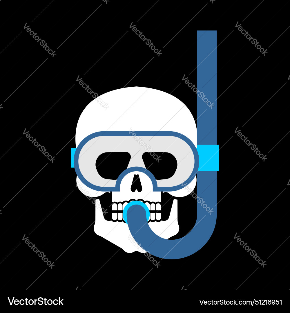 Skull diver isolated skeleton frogman Royalty Free Vector