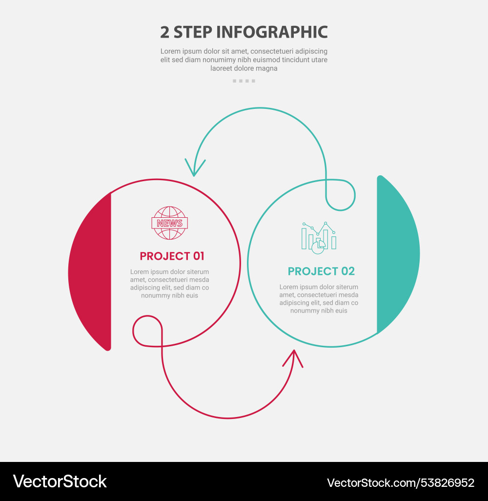 2 points template infographic outline style Vector Image