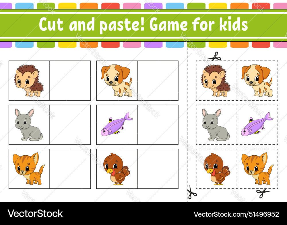 Cut and paste game for kids educational activity Vector Image