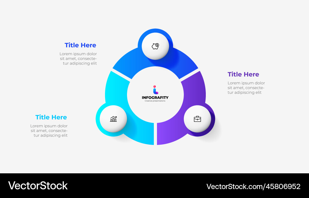 Diagram divided into 3 parts with circles design Vector Image