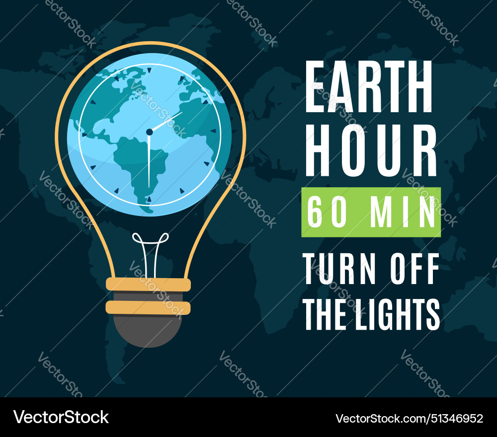 Earth hour turning off the light for 1 Royalty Free Vector