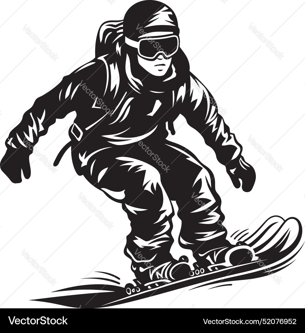 Frost rider emblem snowboarding man logo design Vector Image