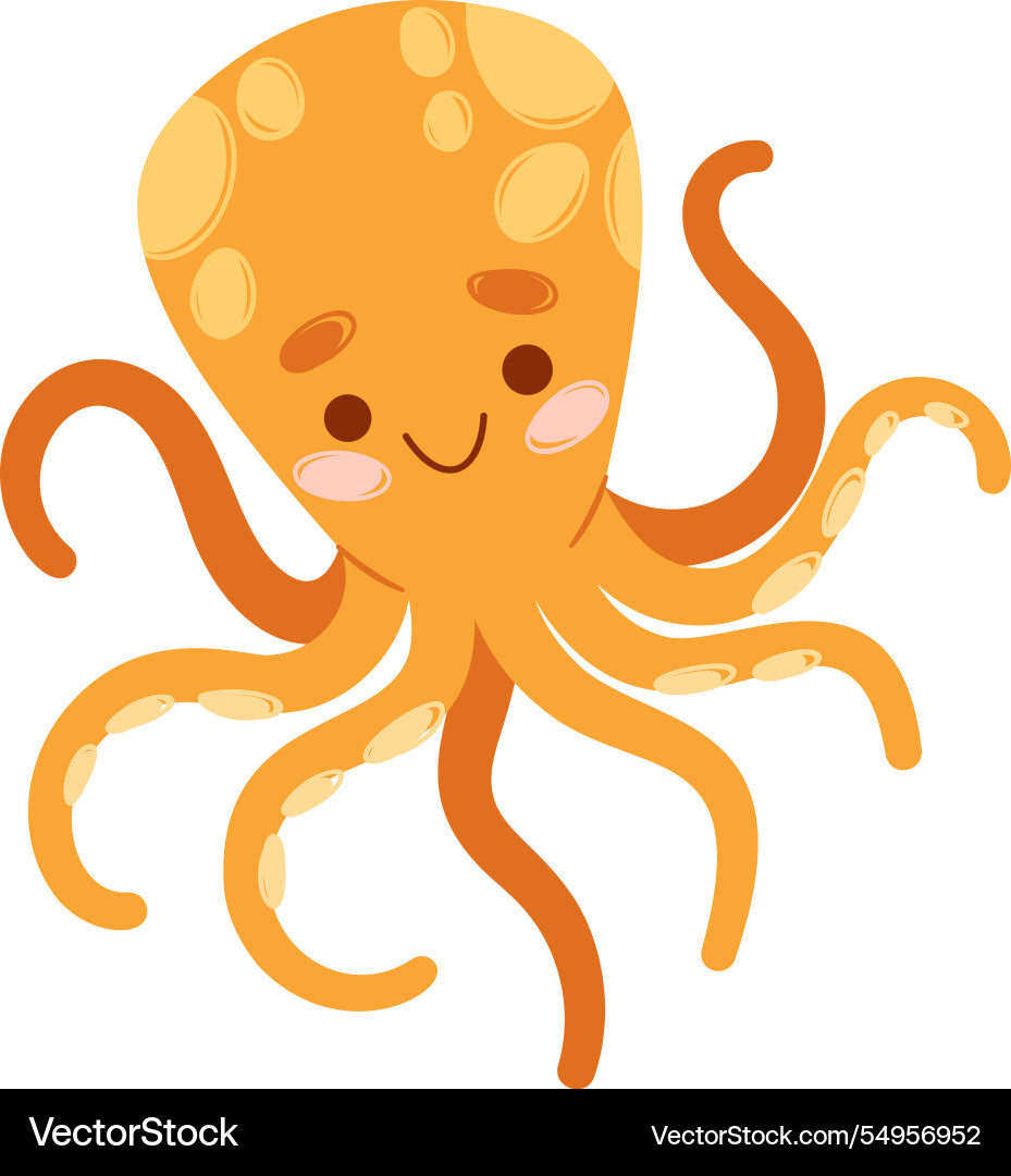 Funny octopus smiling cartoon character Royalty Free Vector