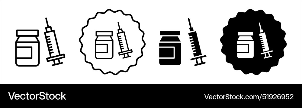 Insulin icon set collection outline flat Vector Image