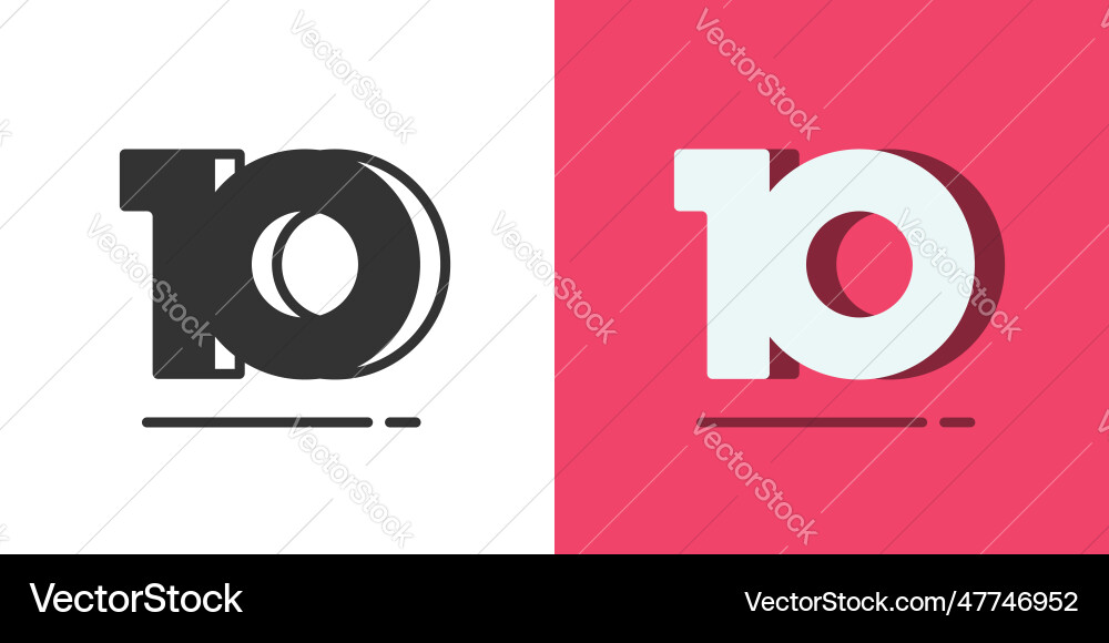 Number 10 icon graphic red black white design Vector Image