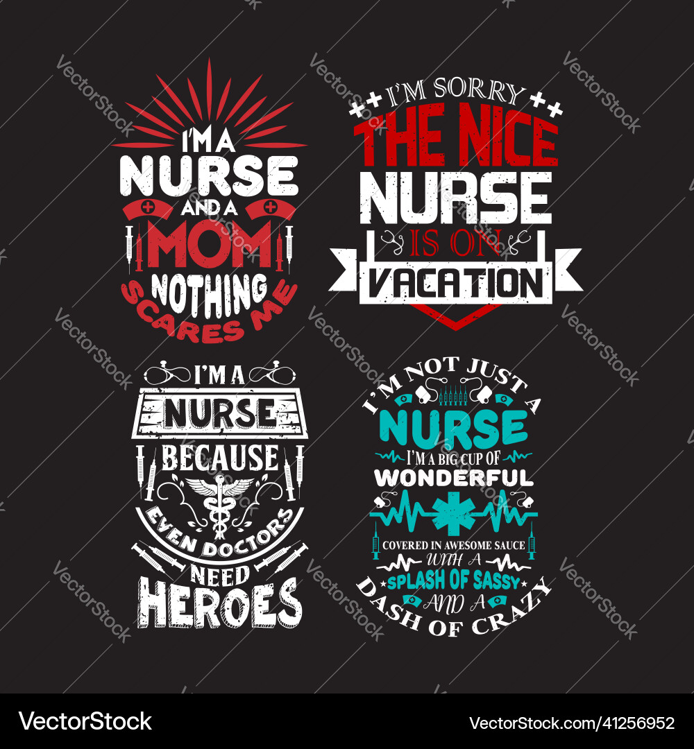 Nurse t shirt design bundle Royalty Free Vector Image