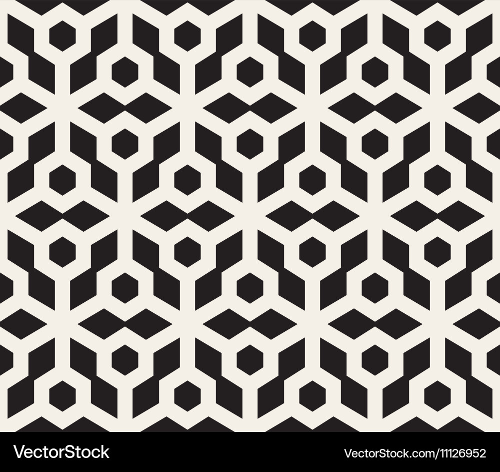 Seamless black and white hexagonal pattern Vector Image