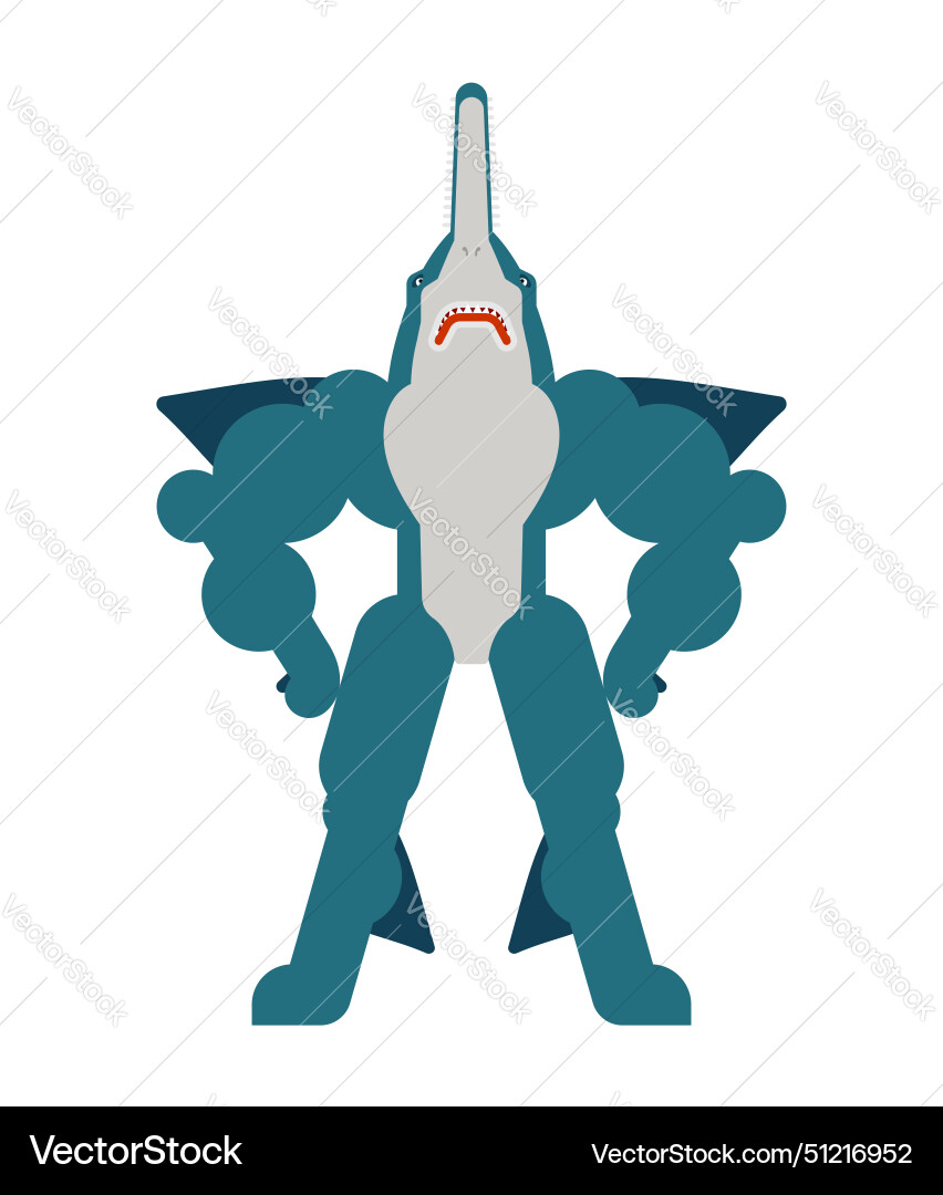 Strong sawfish powerful marine predator saw fish Vector Image