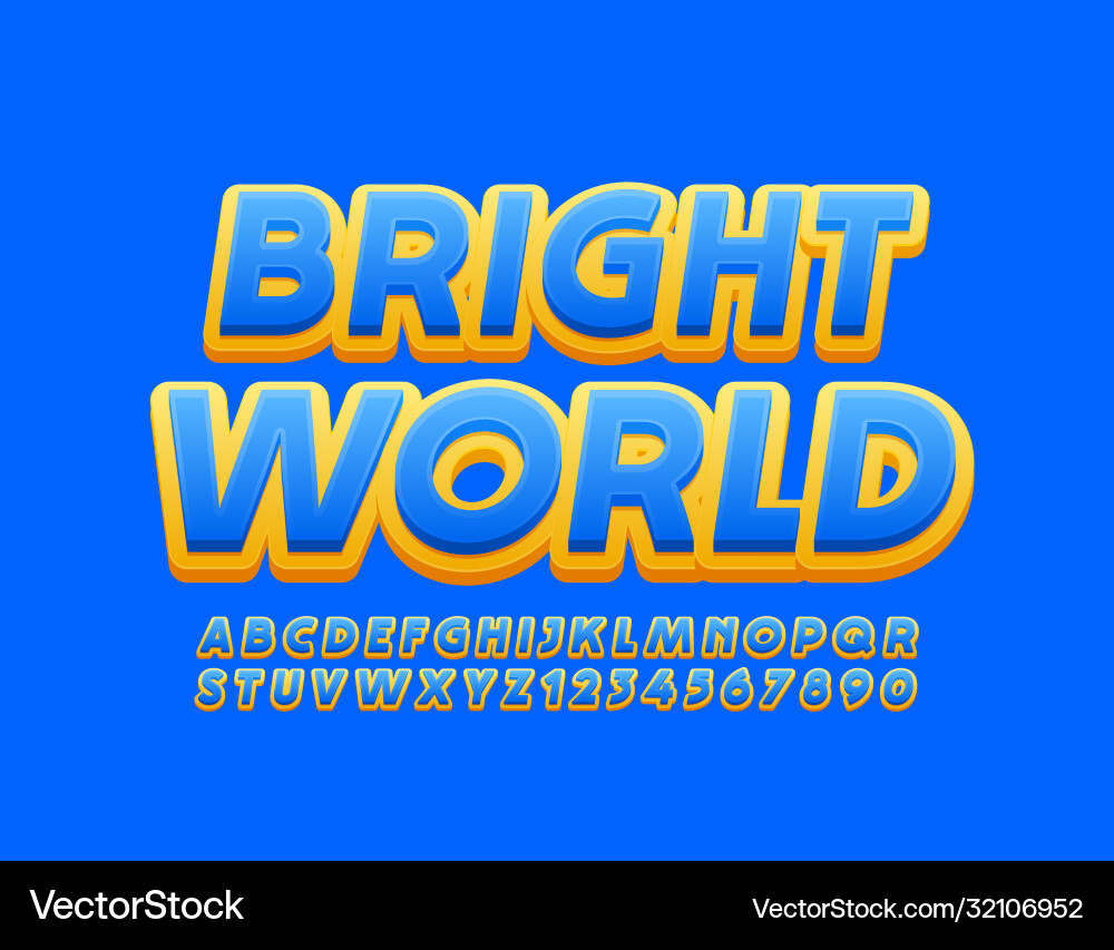 Stylish logo bright world font Royalty Free Vector Image